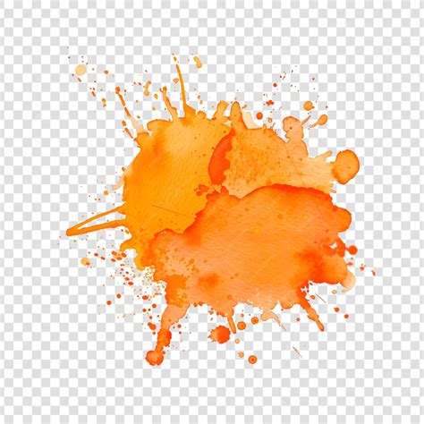 투명 한 배경 에 오렌지색 수채화 스플래시 프리미엄 Ai 생성 Psd