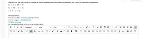 Solved Wite A C Or Matlag Program To Solve The Set Of