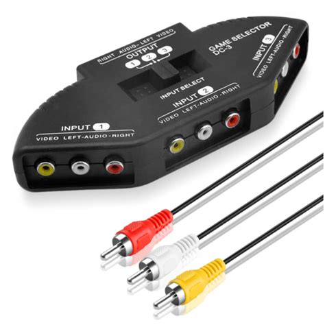 3 Input 1 Output Av Splitter Selector Switch Composite Av Cable For Stb Tv Video Player And For
