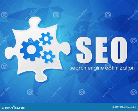 Seo With Puzzle And World Map Search Engine Optimization Flat Stock Illustration
