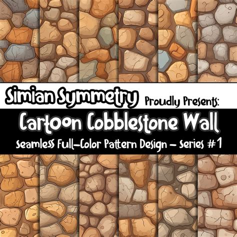 Cartoon Cobblestone Wall Digital Paper Instant Download Seamless Patterns Whimsical Stone