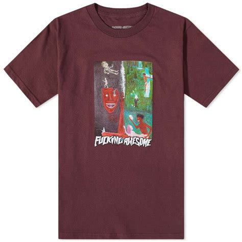 Fucking Awesome Mens Society T Shirt In Maroon Fucking Awesome