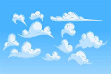 클라우드 컬렉션의 평면 디자인 일러스트 프리미엄 벡터