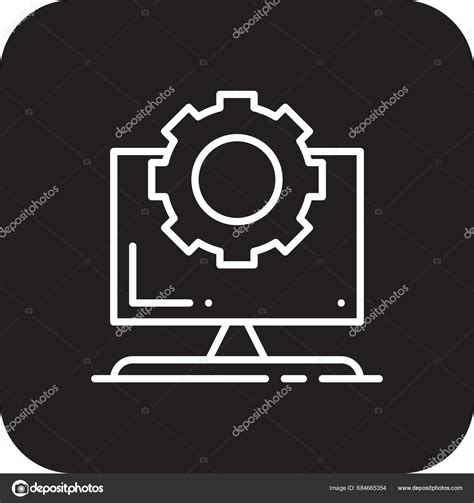 Setting Technology Icon Black Filled Line Style Gear Cog Setting Stock