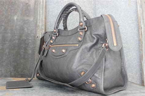 Balenciaga Gris Tarmac Lambskin Giant 12 Rose Gold City Bag
