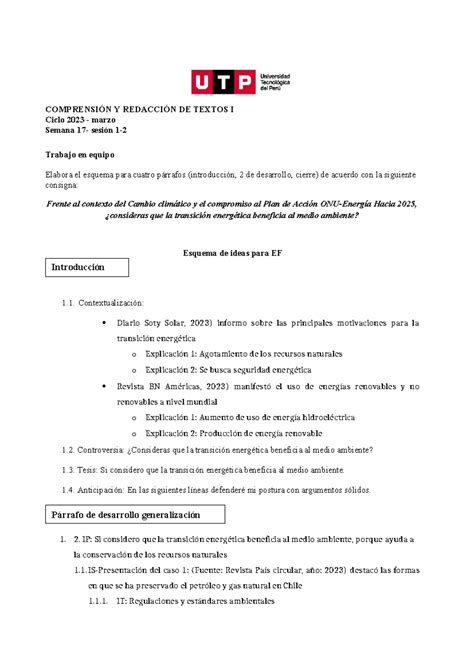 Esquema Examen Final ComprensiÓn Y RedacciÓn De Textos I Ciclo 2023