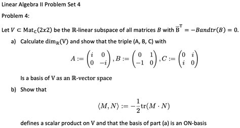 solved linear algebra ii problem set 4 problem 4 t