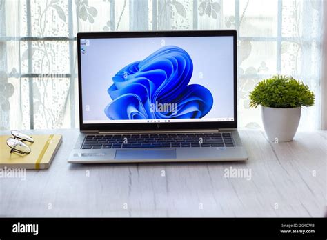 Windows Logo On Laptop Screen Stock Image Stock Photo Alamy