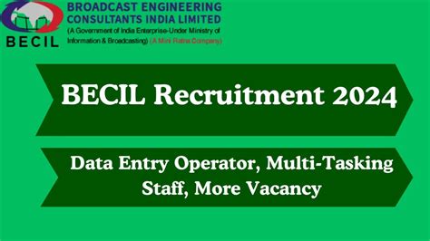 Becil Recruitment 2024 Data Entry Operator Multi Tasking Staff More