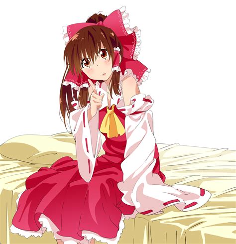 Safebooru 1girl Absurdres Bed Bow Brown Hair Detached Sleeves Ema20