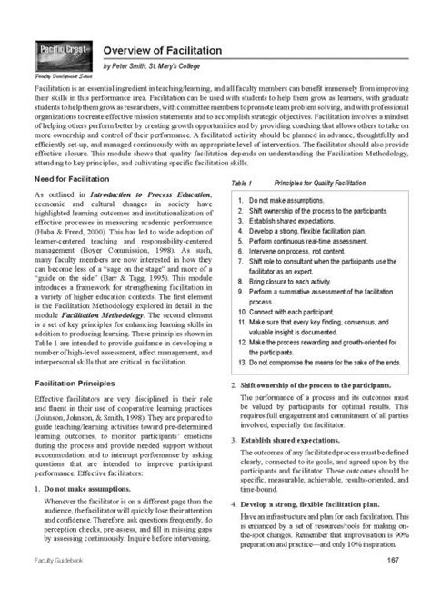 Learning Pdf 89567 Summary Of Teaching And Facilitation Methodologies