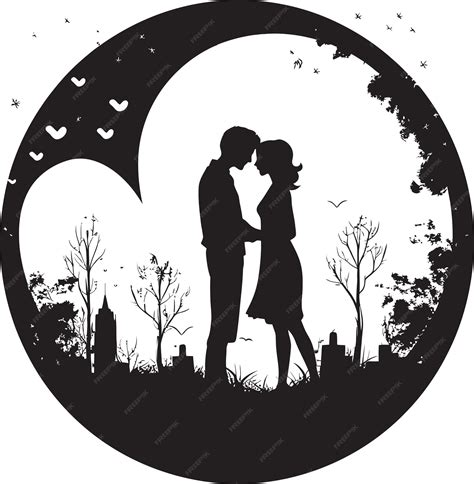 Premium Vector A Silhouette Of A Couple Kissing In A Park