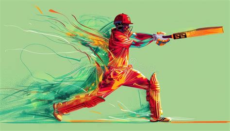Professional Cricketer Hitting A Six During Cricket Match Stock Image