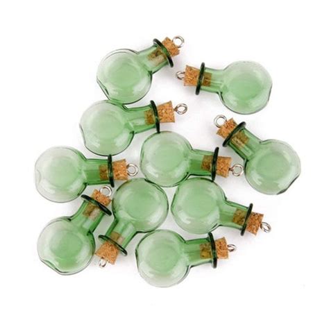 Glass Vial Pendants Small Glass Bottles Flask Bottles Tiny Etsy
