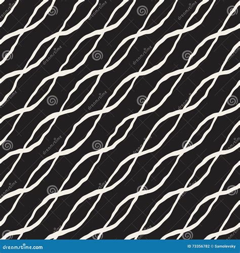 Vector Seamless Hand Drawn Diagonal Wavy Lines Pattern Stock Illustration Illustration Of