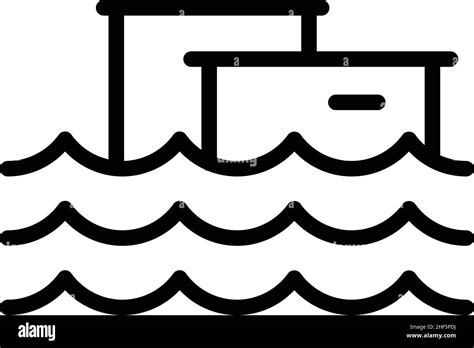 City Flood Icon Outline Vector Sea Level Global Ocean Stock Vector