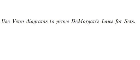Solved Use Venn diagrams to prove DeMorgan's Laws for Sets. | Chegg.com