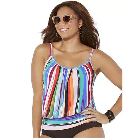 Swimsuits For All Womens Plus Size Lightweight Scoop Neck Blouson