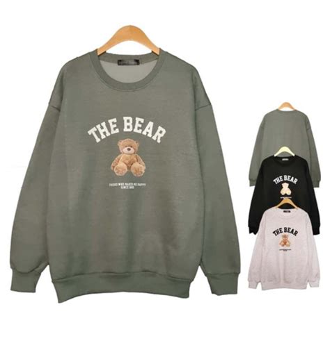 3컬러 전사곰기모맨투맨 기모맨투맨티셔츠 겨울기모맨투맨 곰돌이맨투맨 곰돌이티셔츠 곰맨투맨 10대 20대 30대 중고등학생 대학생 학생기모맨투맨 여성기모맨투맨 여자기모맨투맨
