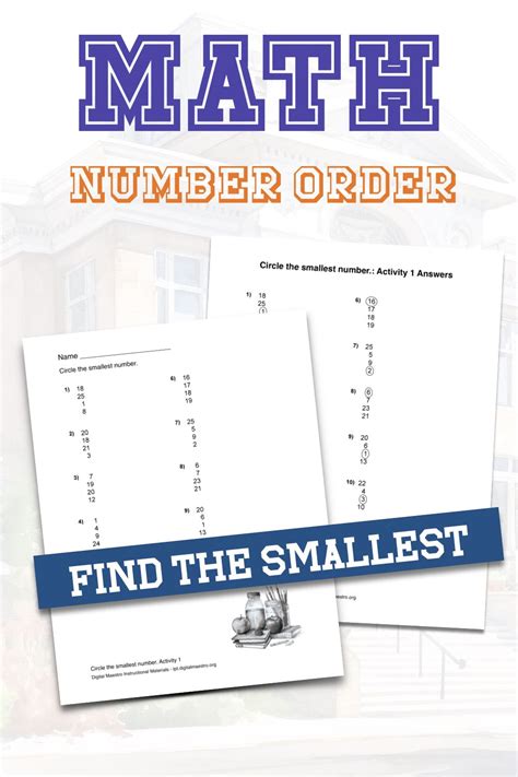 Math Find The Smallest Number In A List Of Numbers Handout Worksheet Printable Math Numbers