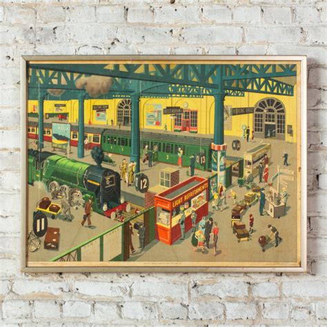 Large General Service English Wall Pictures Poster Station Scene