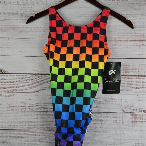 Simone Biles Gk Elite Leotard Gymnastics Checkered Ra Gem