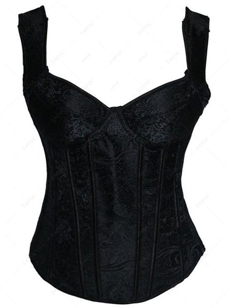 28 Off 2021 Brocade Underwire Lace Up Corset Top In Black Zaful