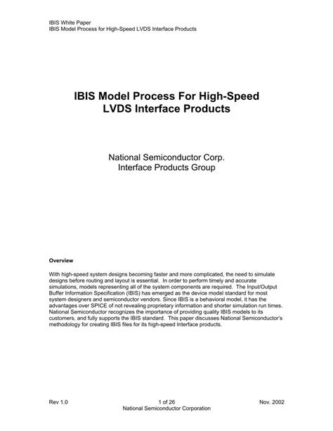Pdf Ibis Model Process For High Speed Lvds Interface Productspoulichp