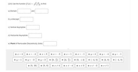 Solved 26 Use The Function Fxx2−x−12x2−16 To Find A