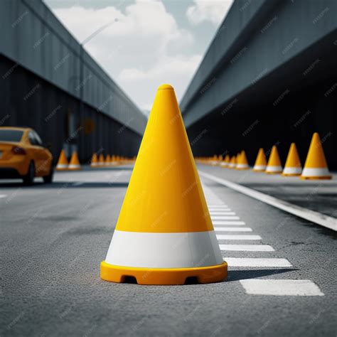 Premium Ai Image Illustration Of Raffic Cone Yellow And White
