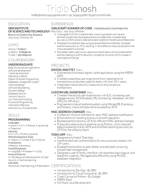 Tridib Ghosh Resume Pdf