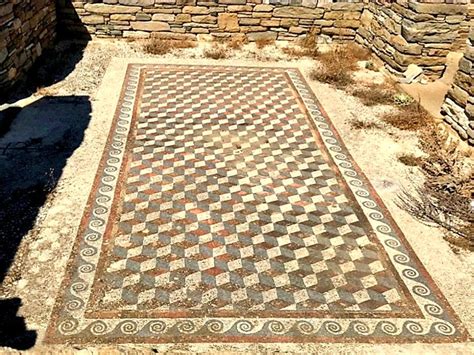 A Mosaic With A Three Dimensional Cube Pattern In A House On The Greek
