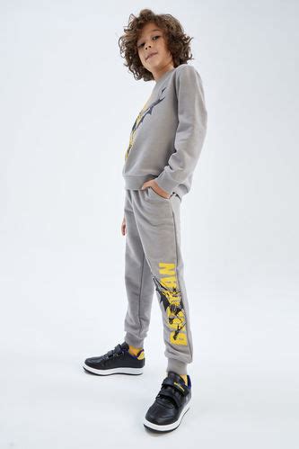 Gri Erkek Çocuk Genç Erkek Erkek Çocuk Batman Sweatshirt Eşofman Altı