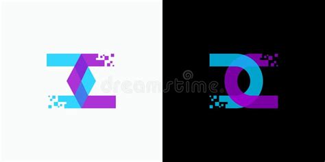 Pixel Technology Letter D C Initial Vector Logo Design With Modern Simple Clean And Abstract