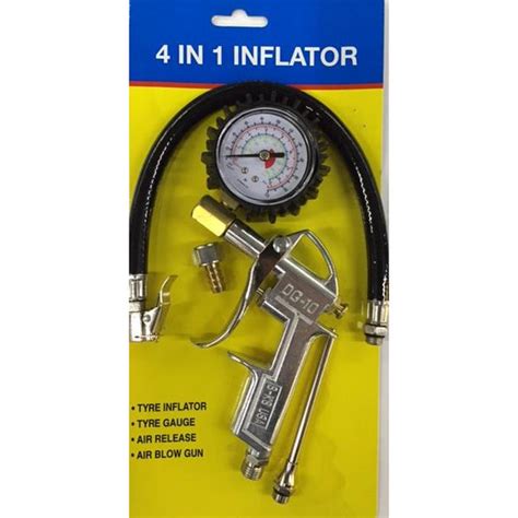 Tyre Inflator With Gauge 4 In 1 Hose Factory