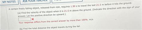 solved a certain freely falling object released from rest