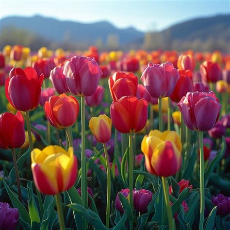 Premium Photo Vibrant Tulip Fields