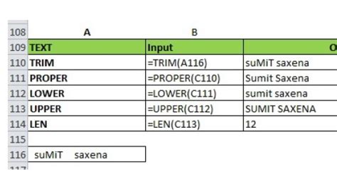 Teachers Corner First Five Text Functions Proper Upper Lower Len