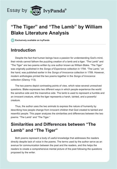 William Blake The Tyger And The Lamb