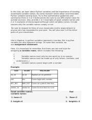 CS DISCUSSION FORUM UNIT Docx In This Unit We Learn About Python Variables And The