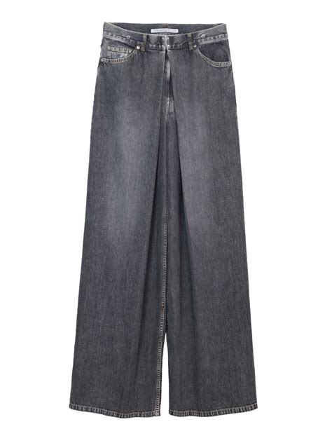 Washed Denim Wide Pants