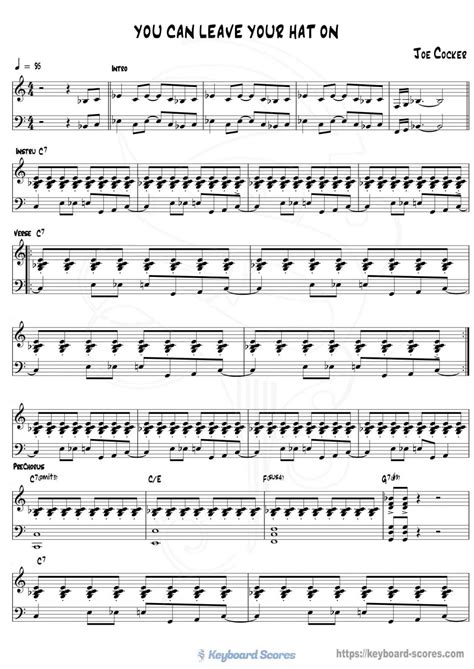 You Can Leave Your Hat On Joe Cocker Score For Piano Music Sheet