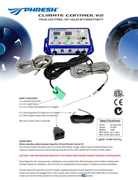Hyper Climate Control Dual Fan Controller V2 Operate Both Inlet And Outlet Fans
