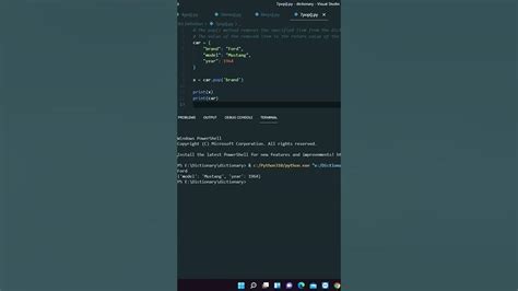 Pop Method In Dictionary Python Pop Method Shorts Youtube