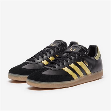 Adidas Originals Samba X Messi Core Black Metallic Gold Gum 4 Trainers Mens Shoes