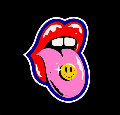 Premium Vector Party Lips Sticker Design Template With Cartoon Mouth