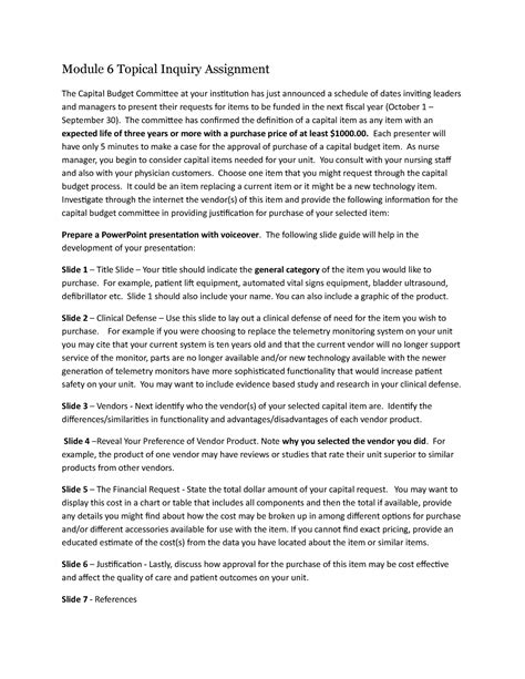 Module 6 Topical Inquiry Assignment Module 6 Topical Inquiry