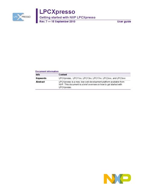 Lpcxpresso Getting Started With Nxp Lpcxpresso Pdf Computing Software Development