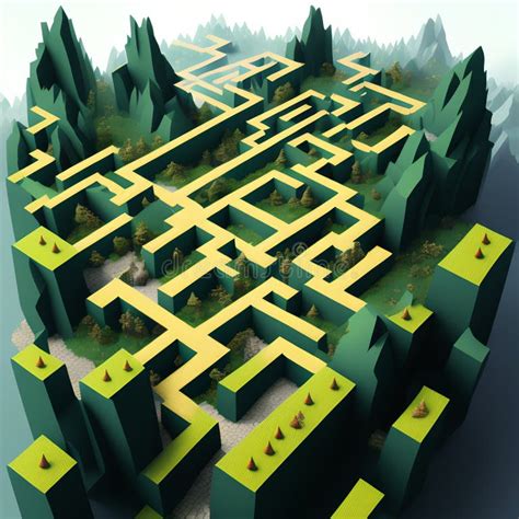 Maze Fantasy Landscape Generative Ai Illustration Stock Illustration