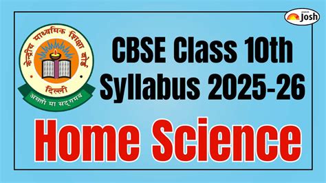 Cbse Class 10 Home Science Syllabus 2025 26 Check Course Structure And Subject Wise Weightage